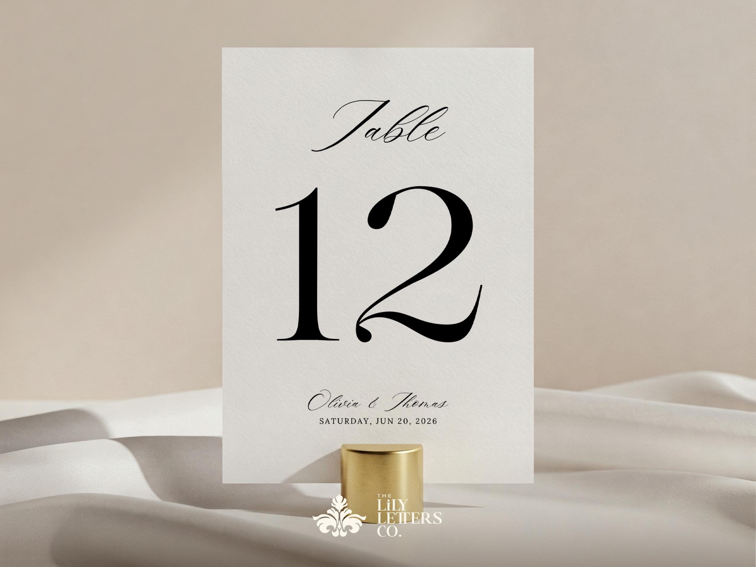 Elegant Table Number Card Template, Minimalist Classic Table Sign ...