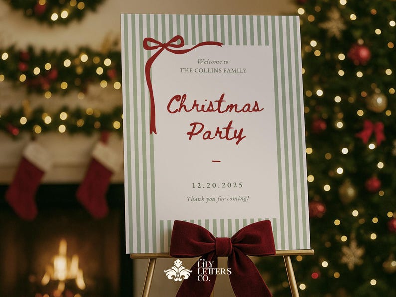 Christmas Welcome Sign Template, Holiday Party Welcome Poster Editable ...