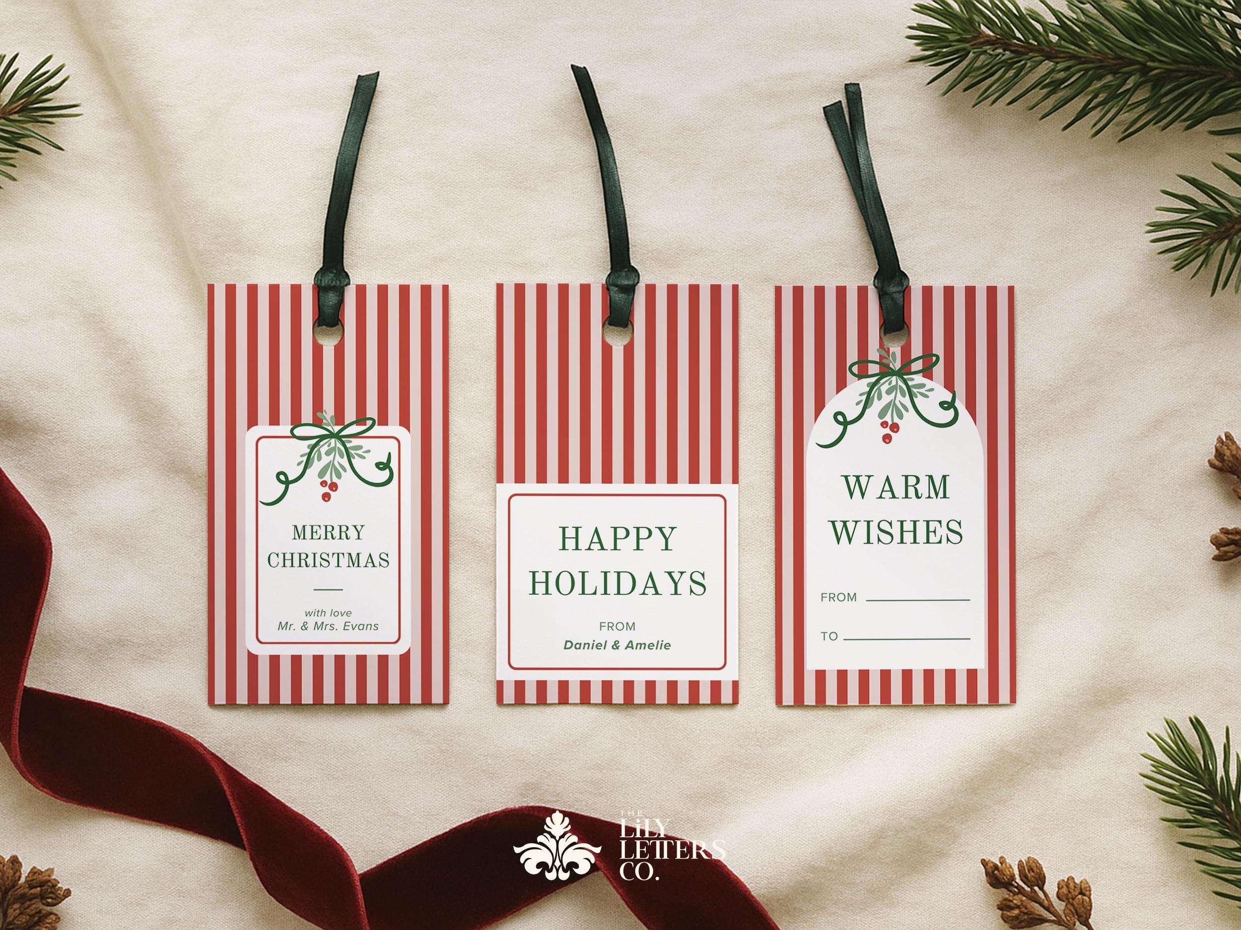 Christmas Gift Tags Template, Printable Elegant Holiday Favor Tag ...