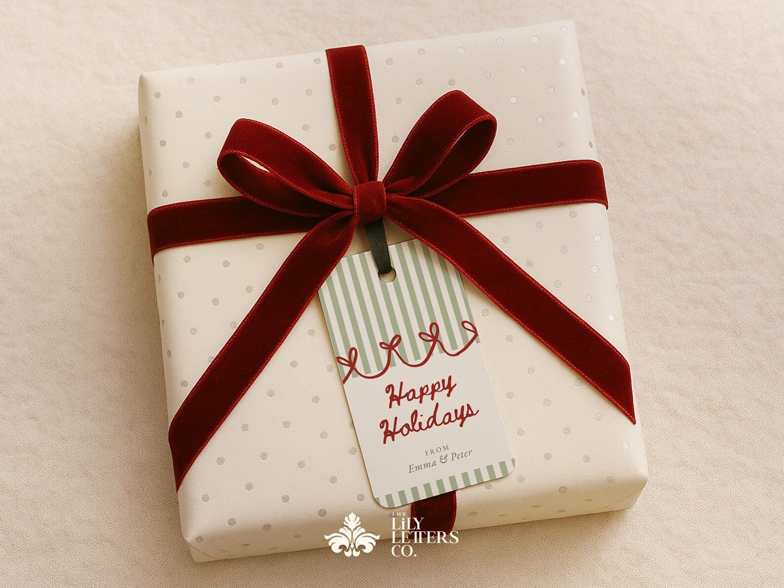 Christmas Gift Tags Template, Printable Elegant Holiday Favor Tag ...