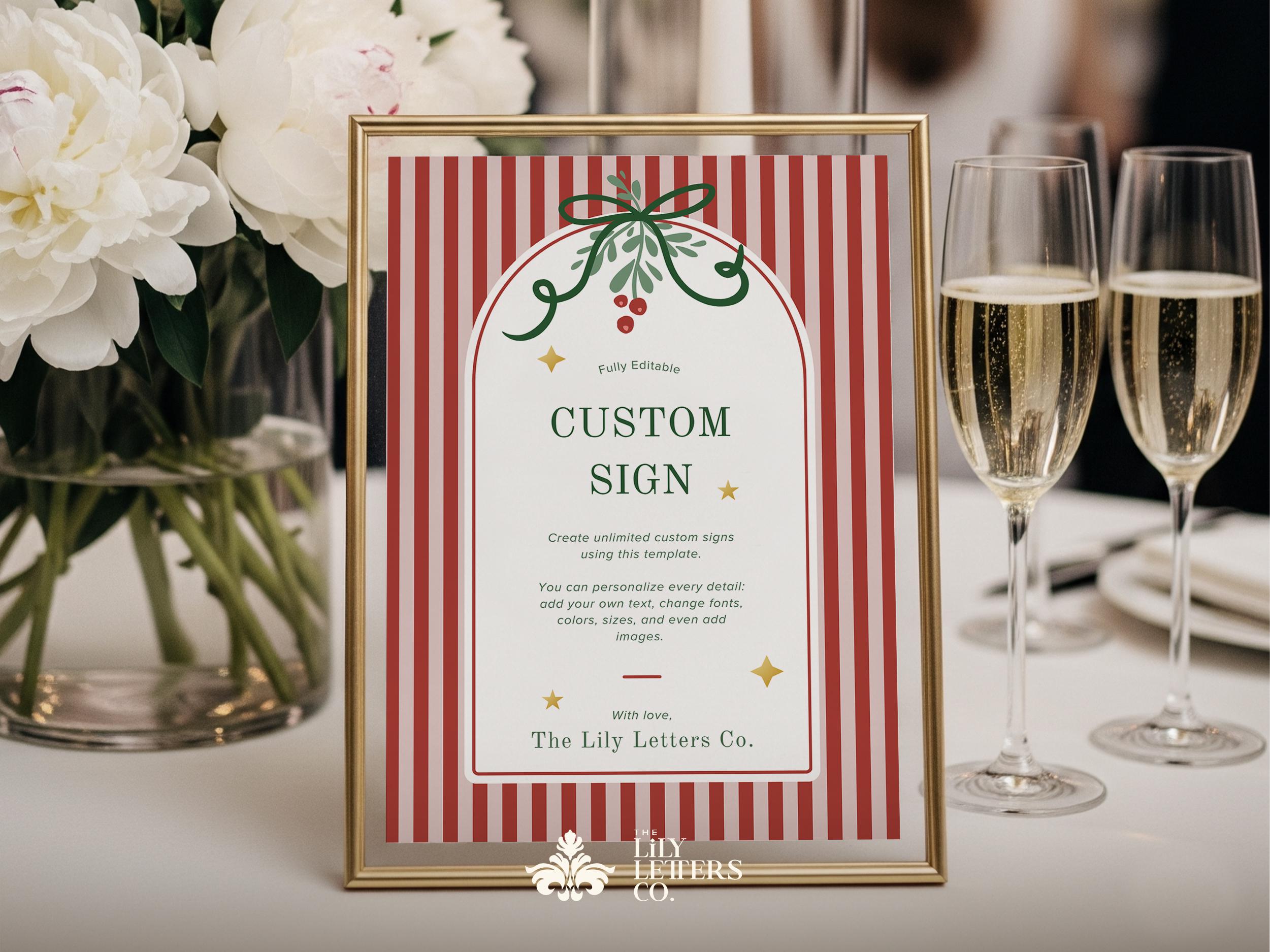 Christmas Party Custom Sign Template, Holiday Dinner Table Sign ...
