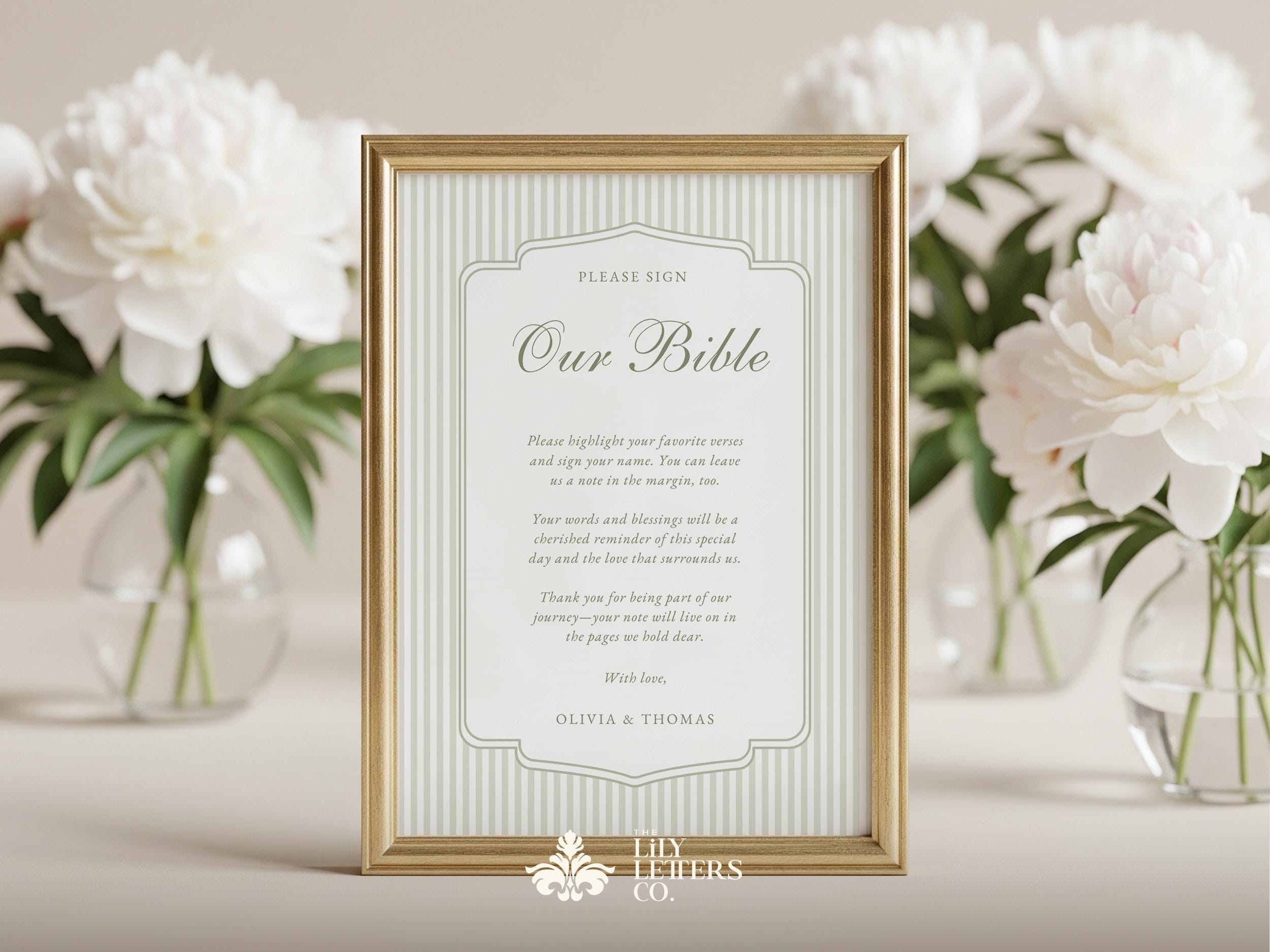 Sign Our Bible Template, Sage Green Wedding Guestbook Sign, Printable ...