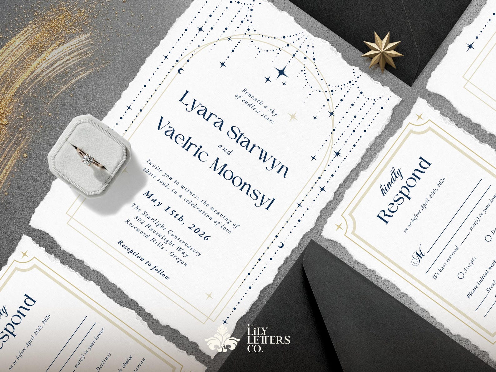 Celestial Wedding Invitation Suite, Stars Template Set, Astronomy Canva ...