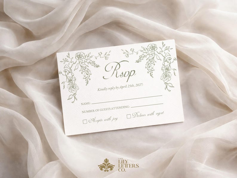 Sage Green Wedding Invitation Template Set, Minimalist Garden Invite ...