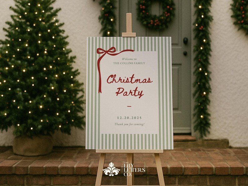 Christmas Welcome Sign Template, Holiday Party Welcome Poster Editable ...