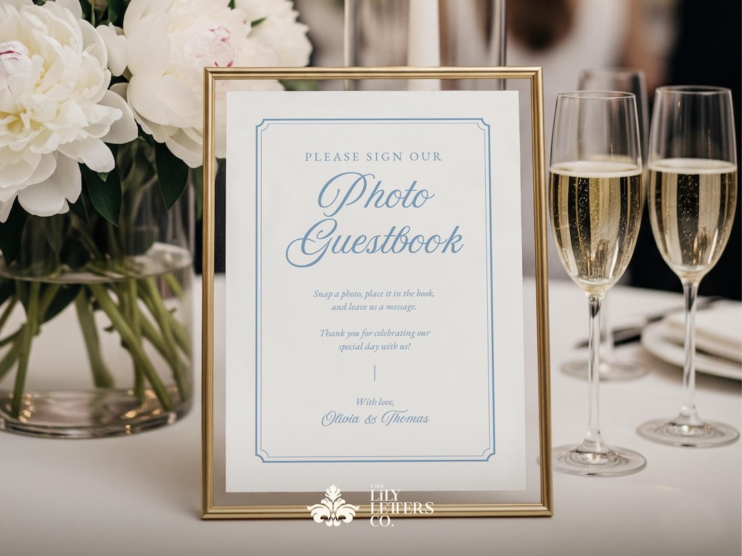 Wedding Photo Guest Book Sign Template, Elegant Table Sign, Printable ...