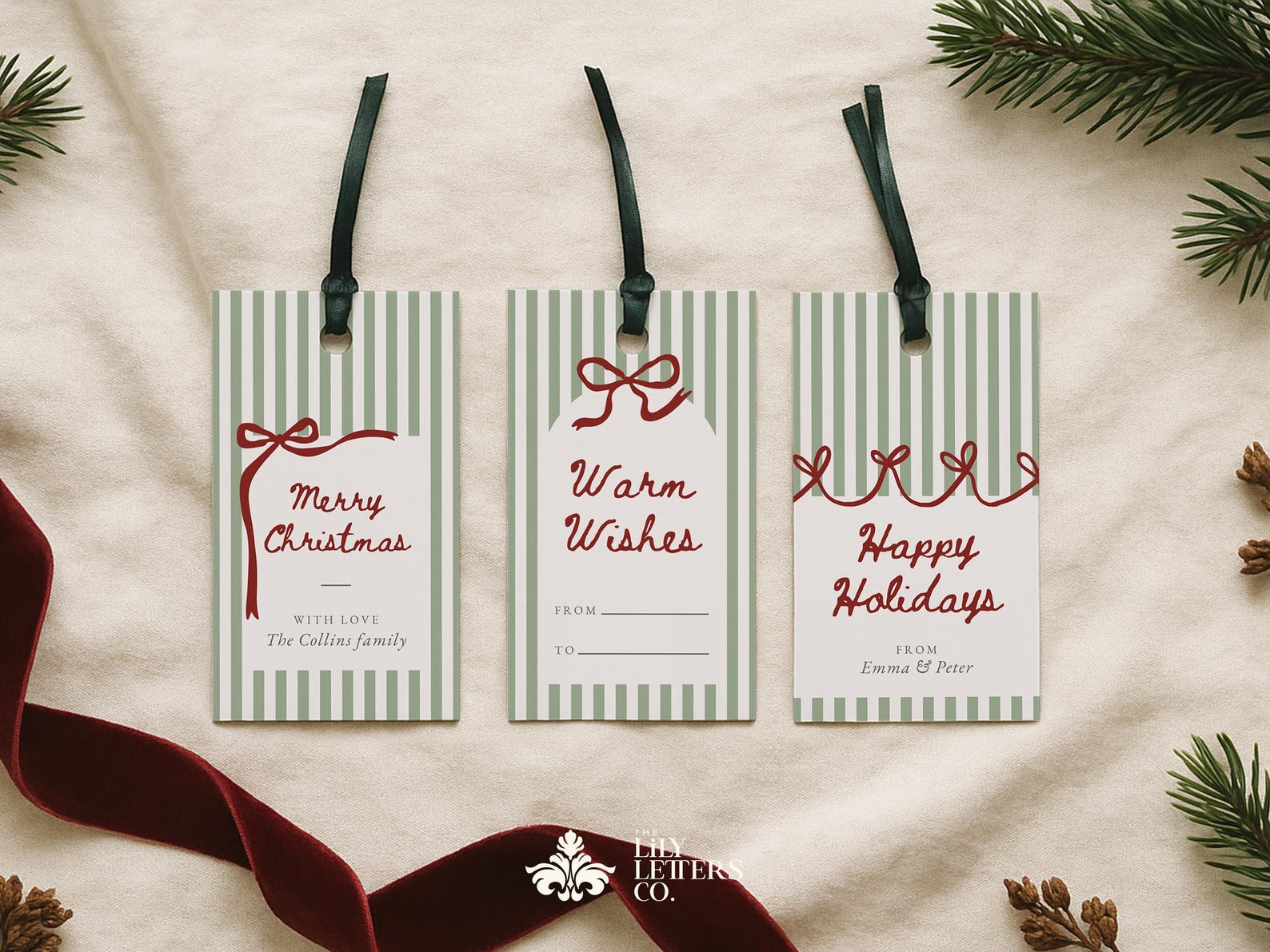 Christmas Gift Tags Template, Printable Elegant Holiday Favor Tag ...