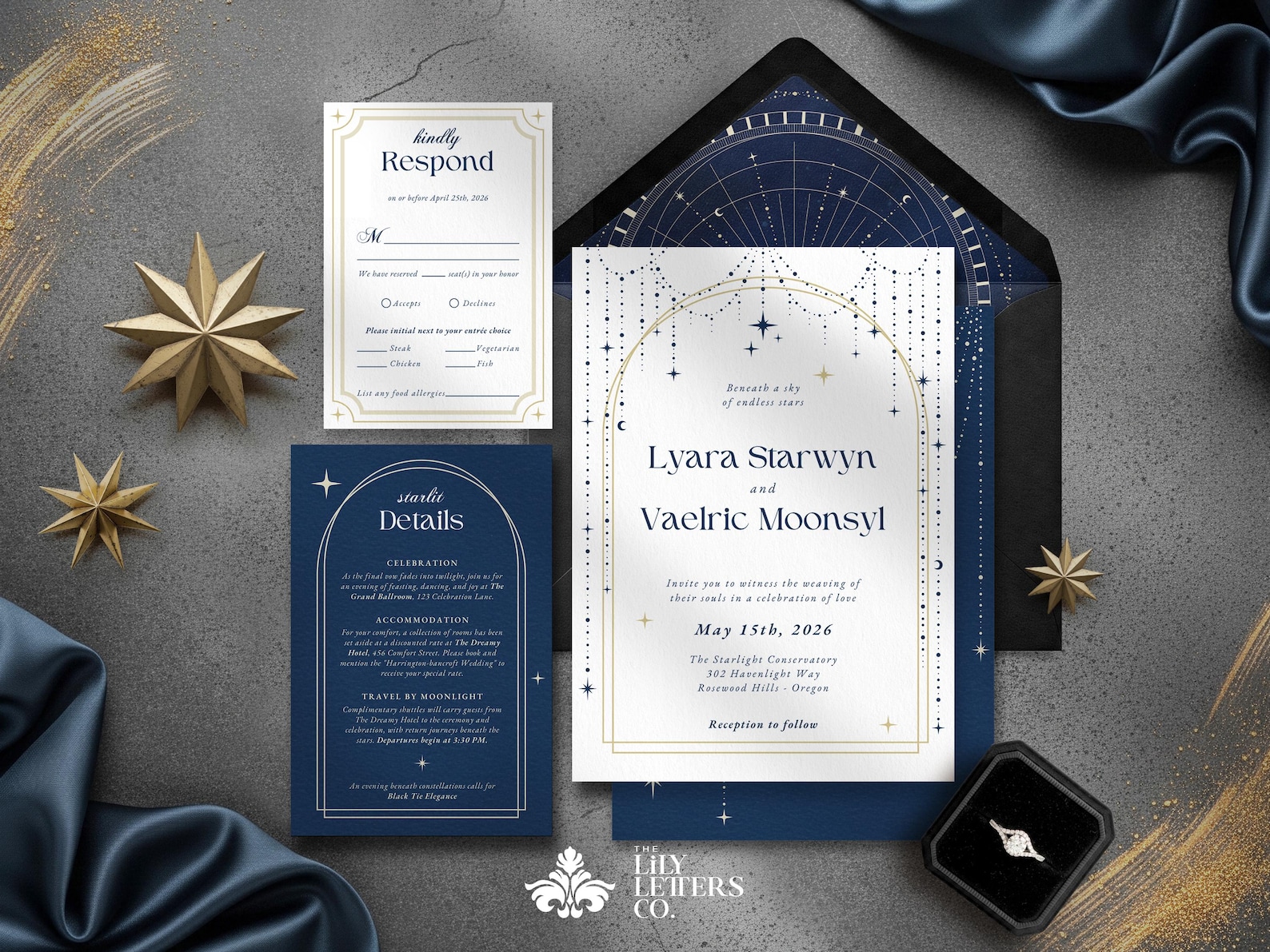 Celestial Wedding Invitation Suite, Stars Template Set, Astronomy Canva ...