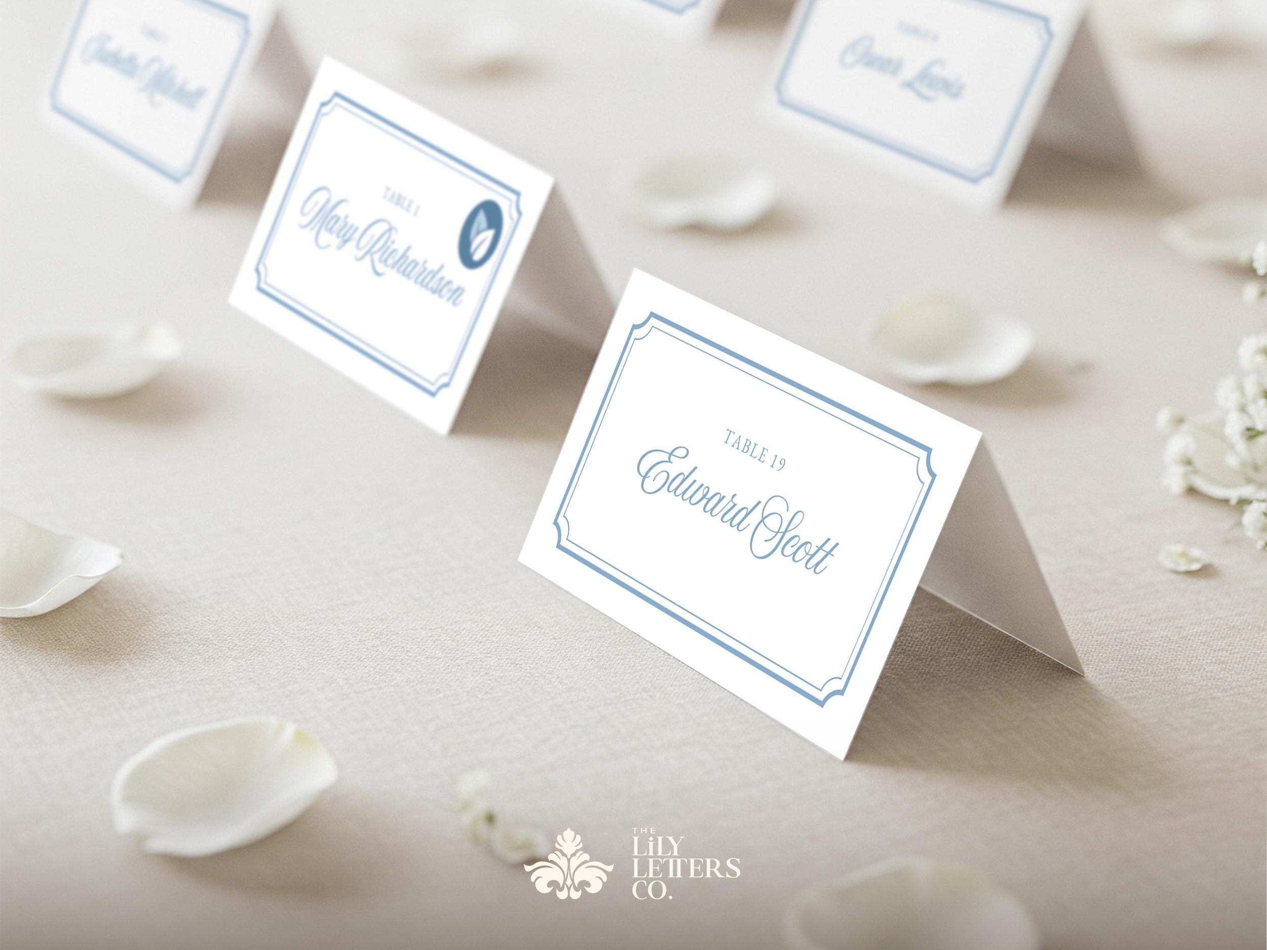Classic Wedding Place Card Template, With Meal Choice Icon, Dinner Name ...