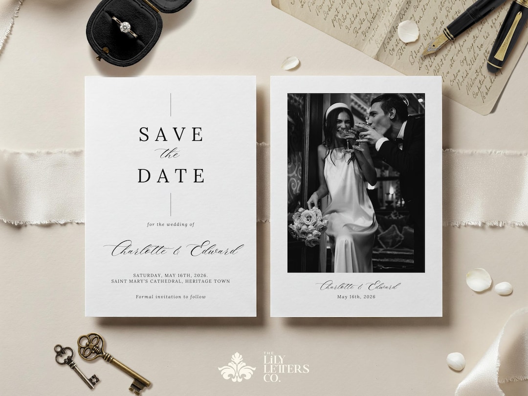 Elegant Save the Date Template Suite, Minimalist Classic Save Our Date ...
