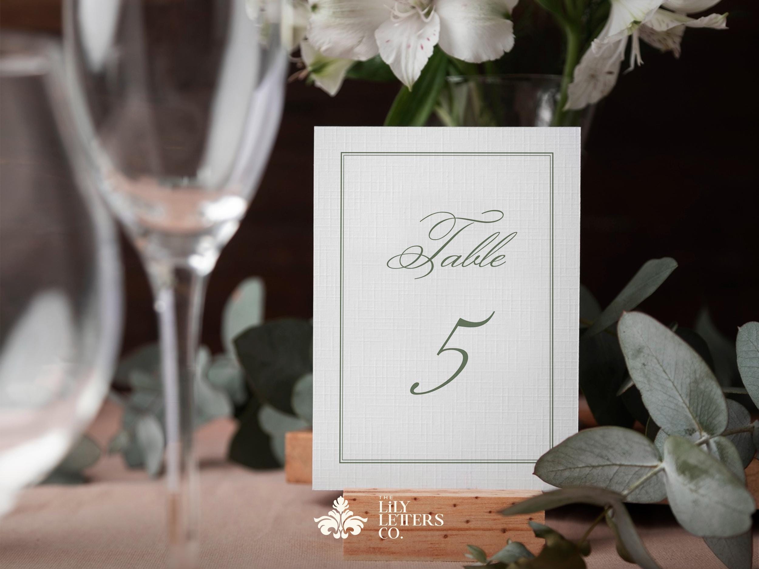 Classic Sage Green Table Number Card, Wedding Regency Era Table Decor ...