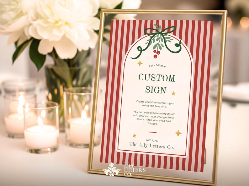 Christmas Party Custom Sign Template, Holiday Dinner Table Sign ...