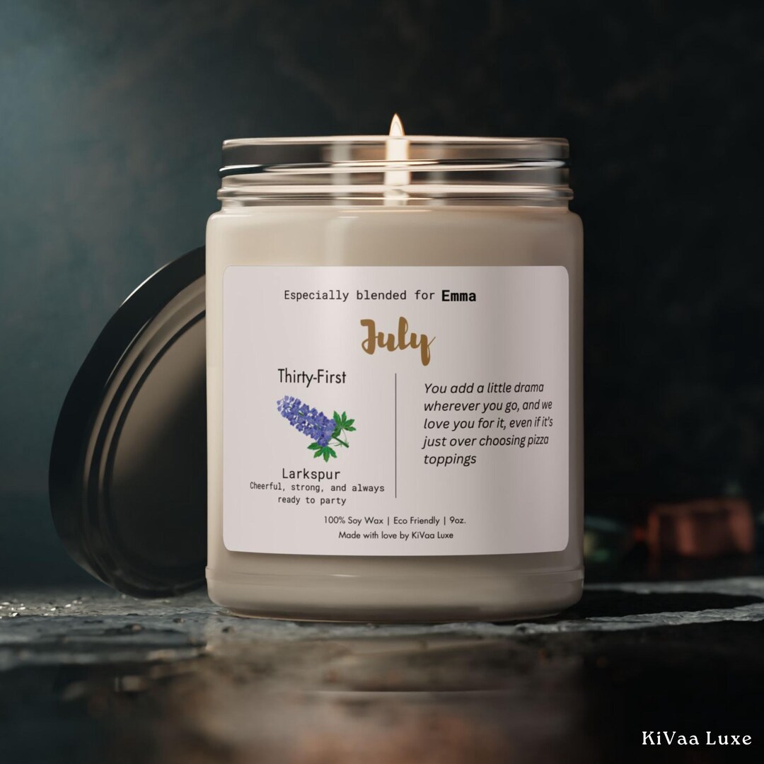 Personalized Birth Flower Candle Gift for Her Birthdate Candle Custom ...