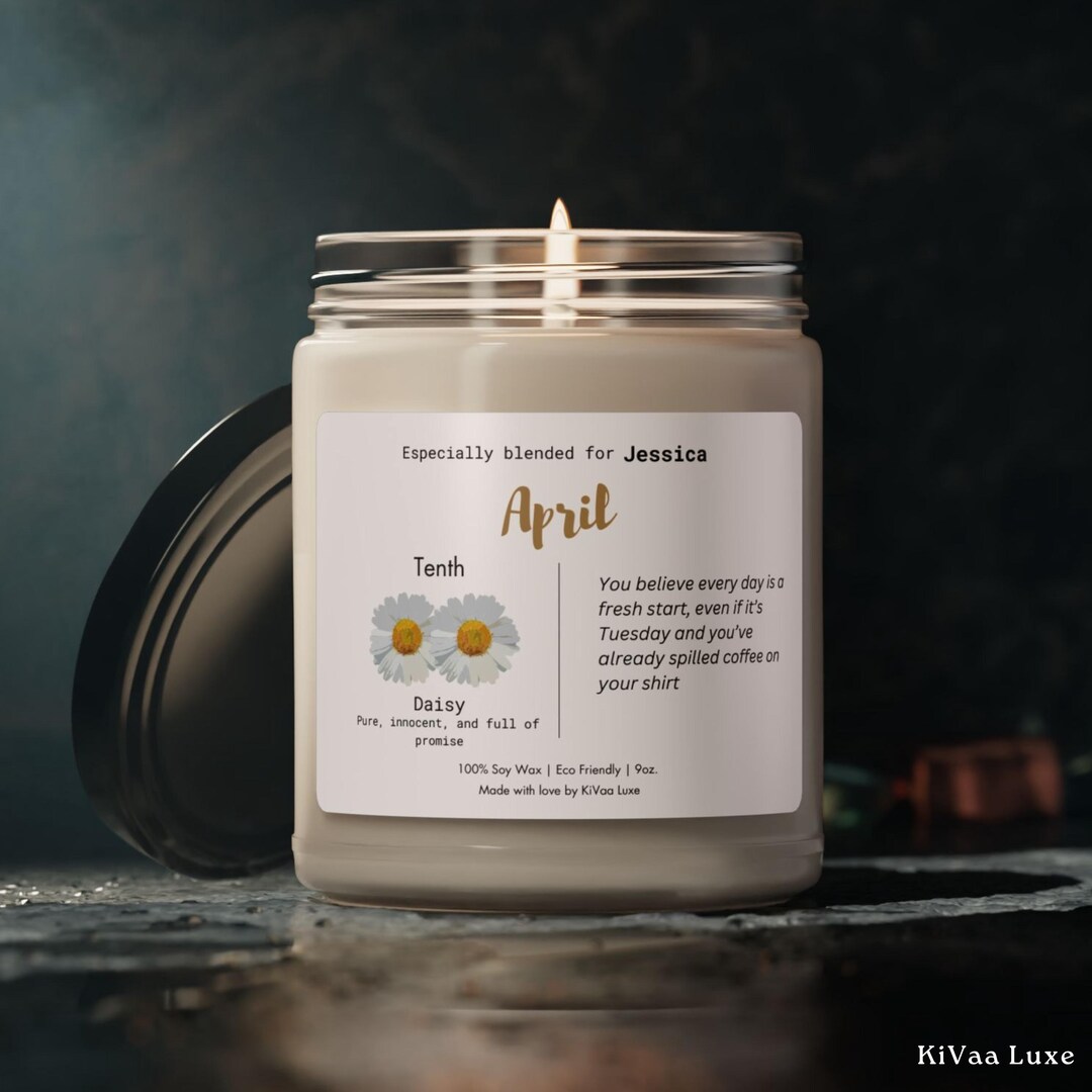 Personalized Birth Flower Candle Gift for Her Birthdate Candle Custom ...