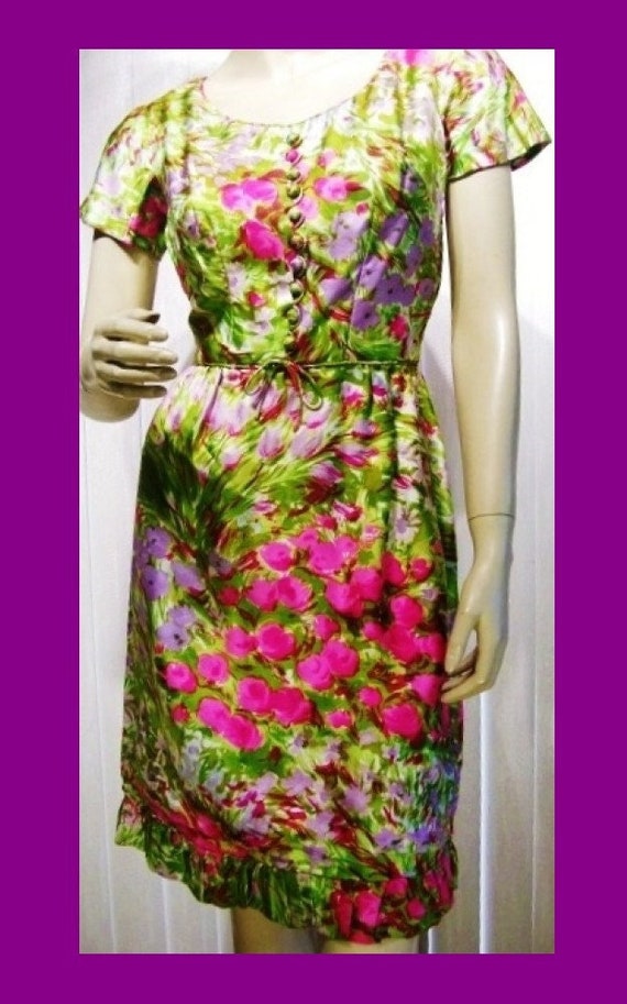 Vintage Ben Barrack Floral Wiggle Dress Small Daisy D… - Gem