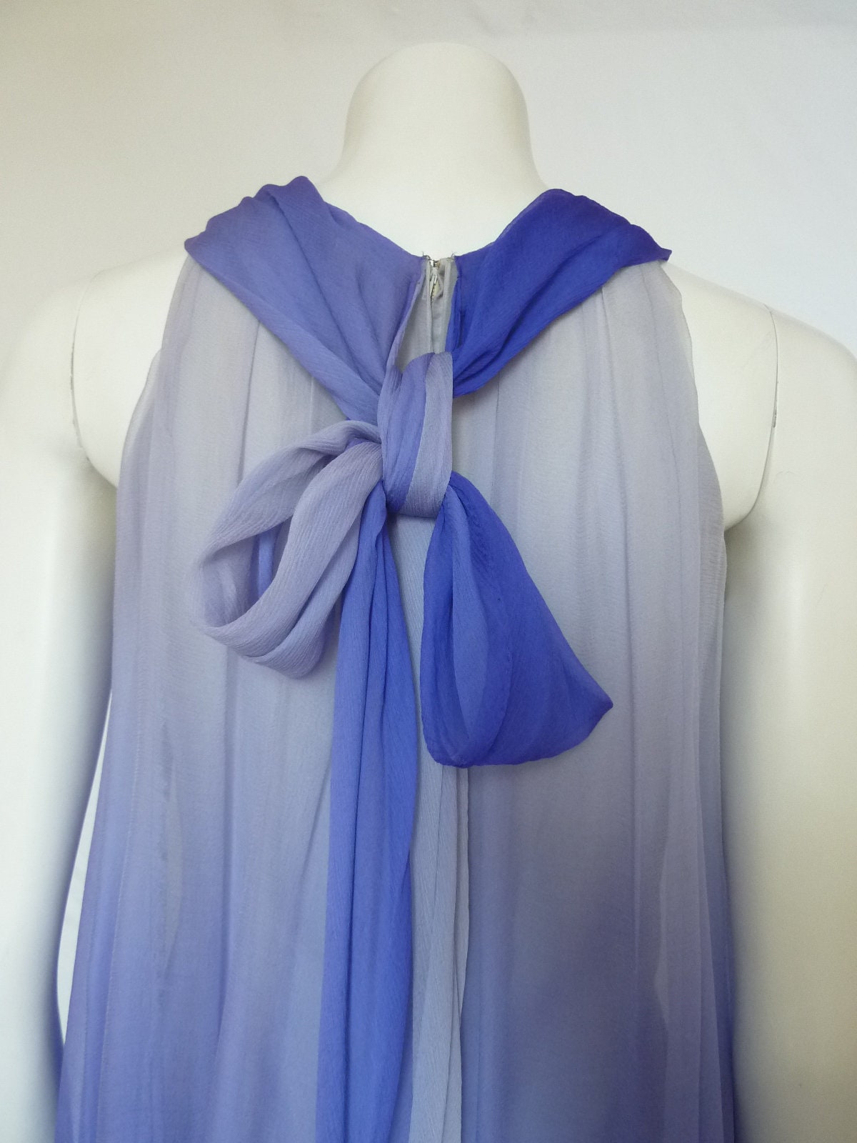 RARE! PIERRE BALMAIN Florilege Paris Vintage Silk Chiffon Cerulean ...