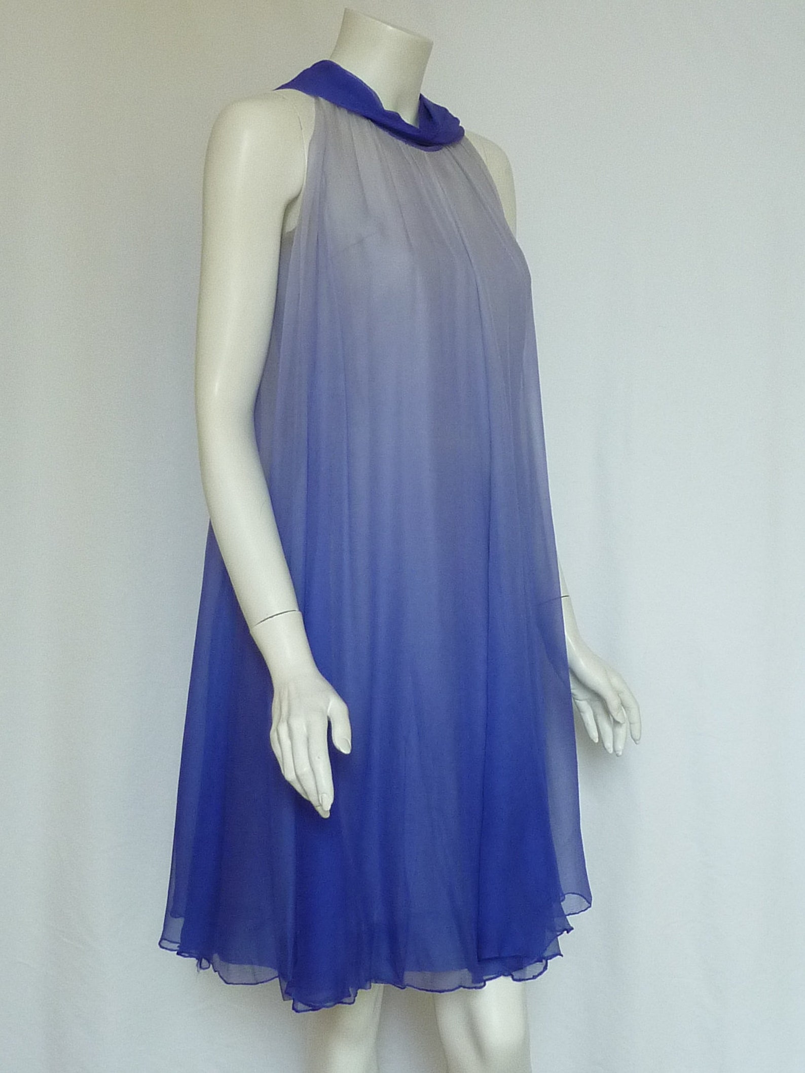 RARE! PIERRE BALMAIN Florilege Paris Vintage Silk Chiffon Cerulean ...