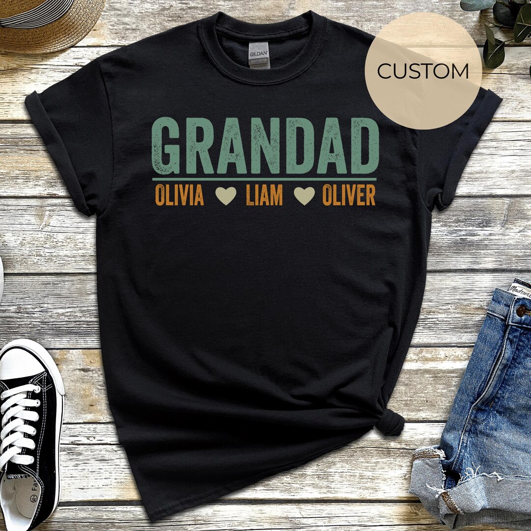 Custom Grandad Shirt Personal Grandad Gift With Kids Names Custom ...