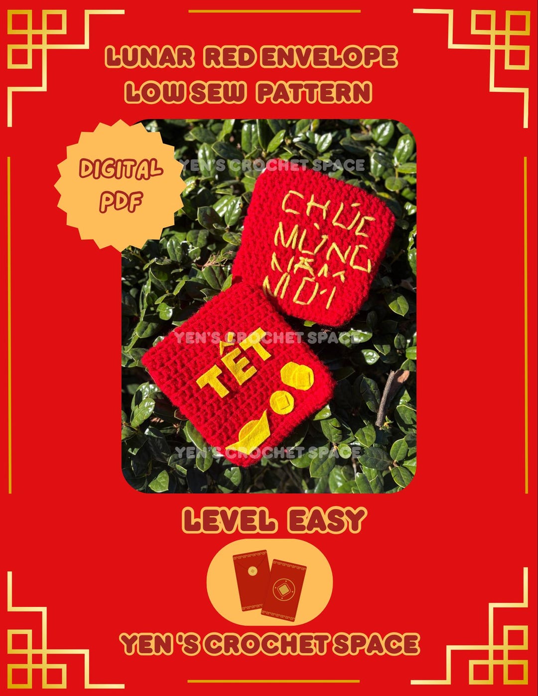 Lunar New Year Lucky Envelope Pattern - Level EASY ( Pdf ) - Etsy