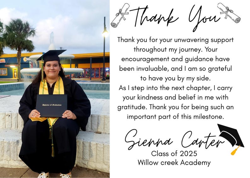 Graduation Thank You Card Template: Customizable Photo (digital ...
