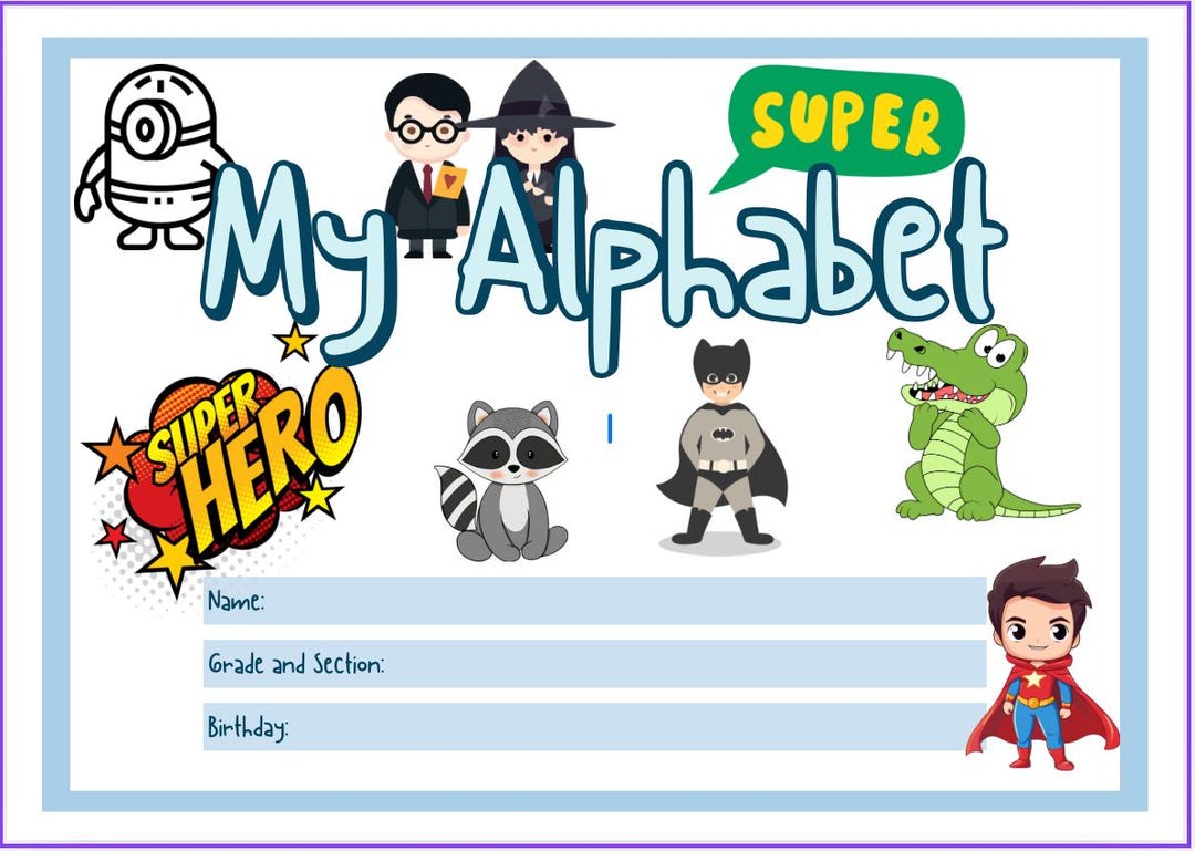 Alphabet Workbook With Cartoons and Superheroes - Etsy