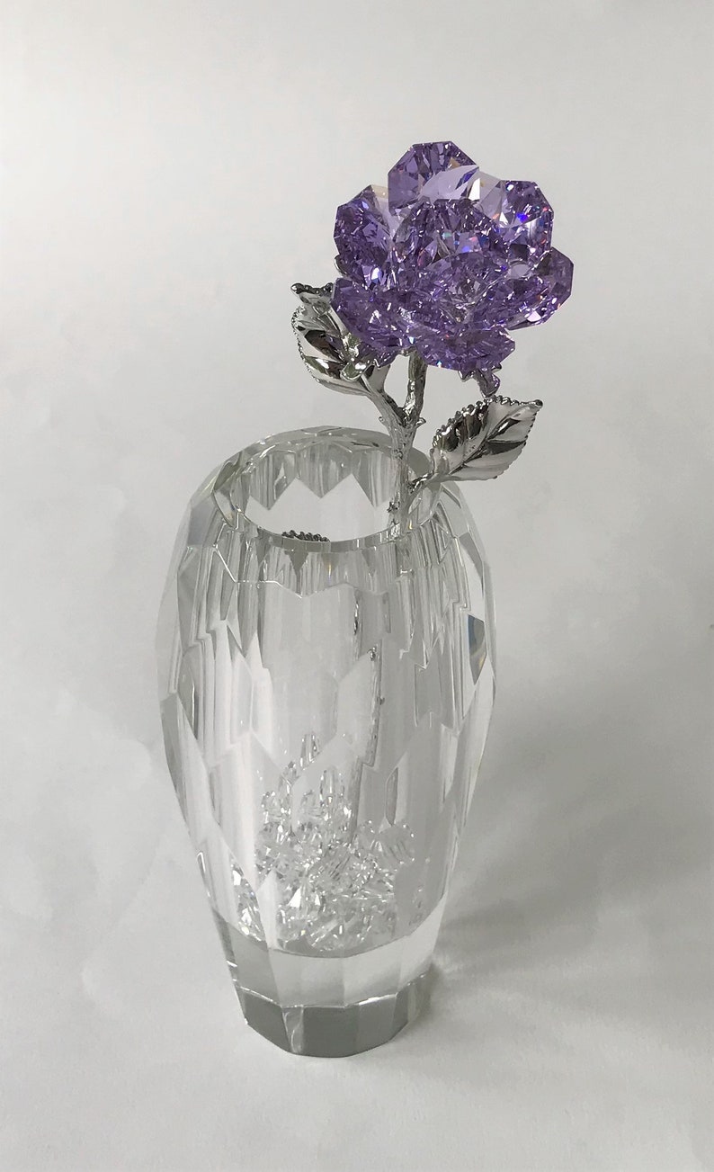 Purple Crystal Rose Handcrafted by Bjcrystalgifts Using - Etsy