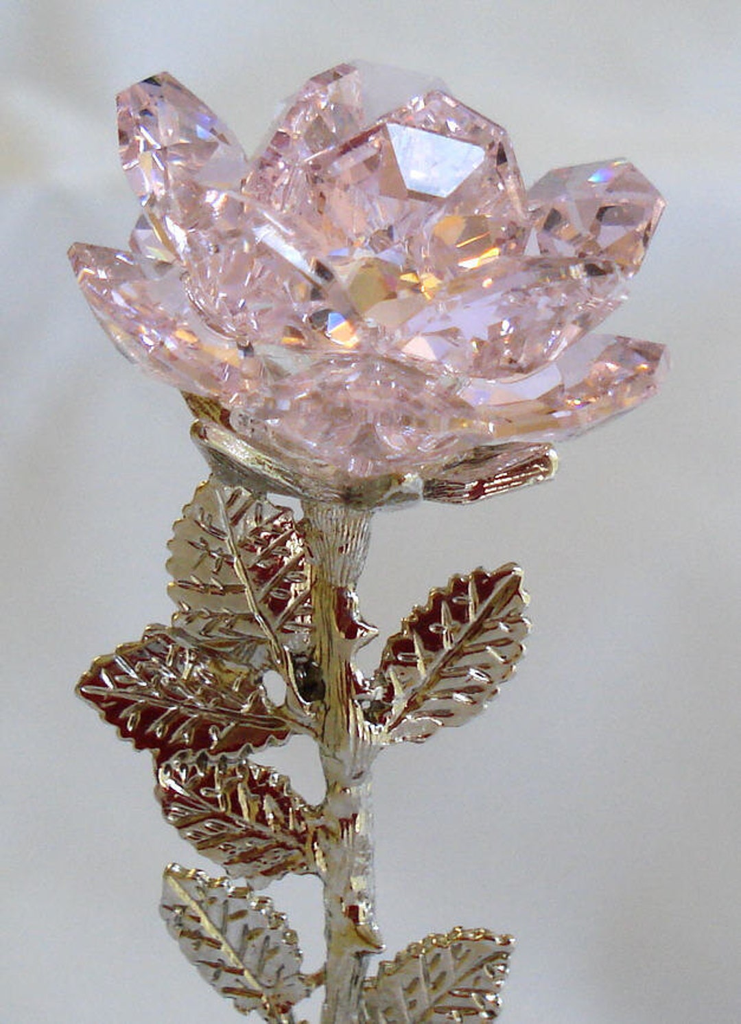 Pink Crystal Rose on Marble Base Handcrafted by the Artisans at ...