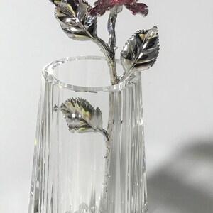 Sparkling Red Crystal Rose in Crystal Vase Hand Crafted by ...
