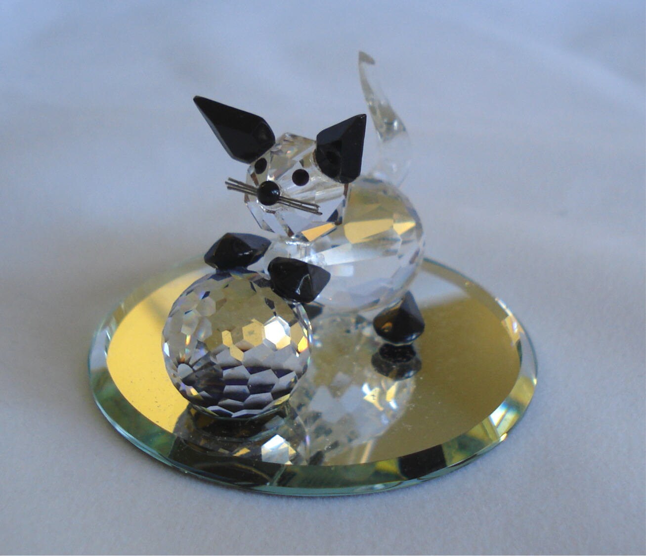 Crystal Cat With Ball Figurine Kitten With Ball Handcrafted | Etsy