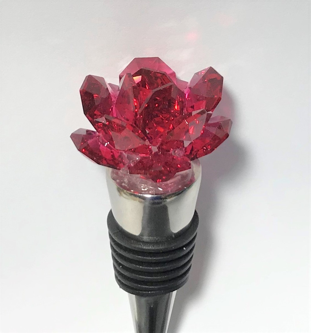 Red Crystal Rose Wine Stopper Handcrafted With Swarovski Crystals - Etsy