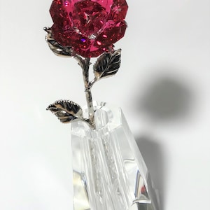 Red Crystal Rose in Crystal Vase Handcrafted With Swarovski Crystal ...