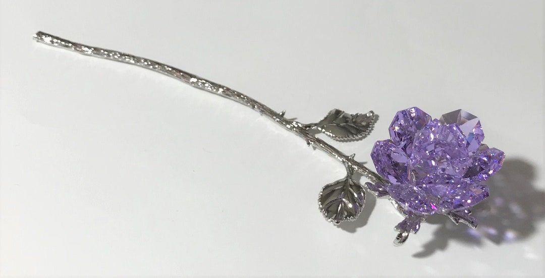 Purple Crystal Rose Handcrafted by the Artisans at Bjcrystalgifts Using ...