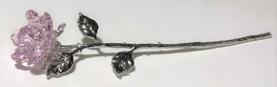 Crystal Pink Rose - Long Stem Crystal Rose - Wedding Favor - Etsy