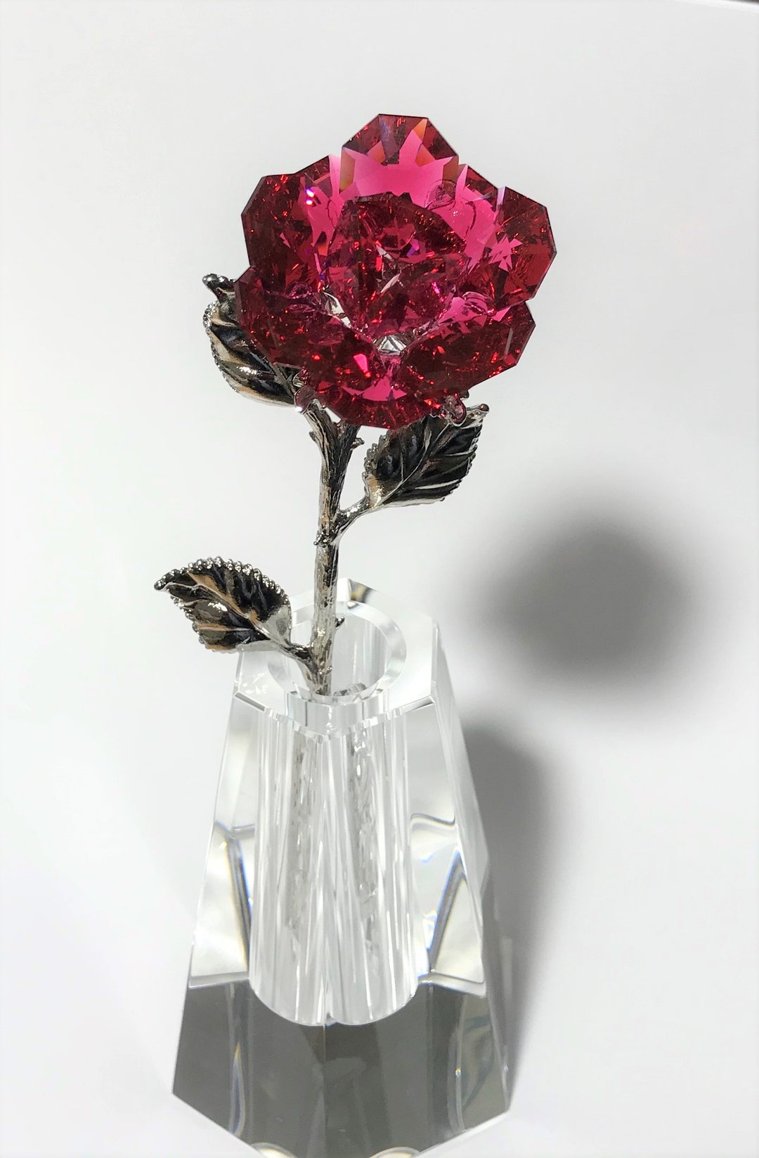 Red Crystal Rose in Crystal Vase Handcrafted With Swarovski Crystal ...