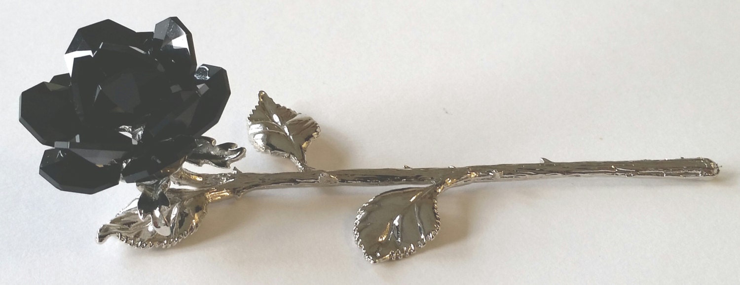 Black Rose Black Crystal Rose Handcrafted By The Artisans At | Etsy