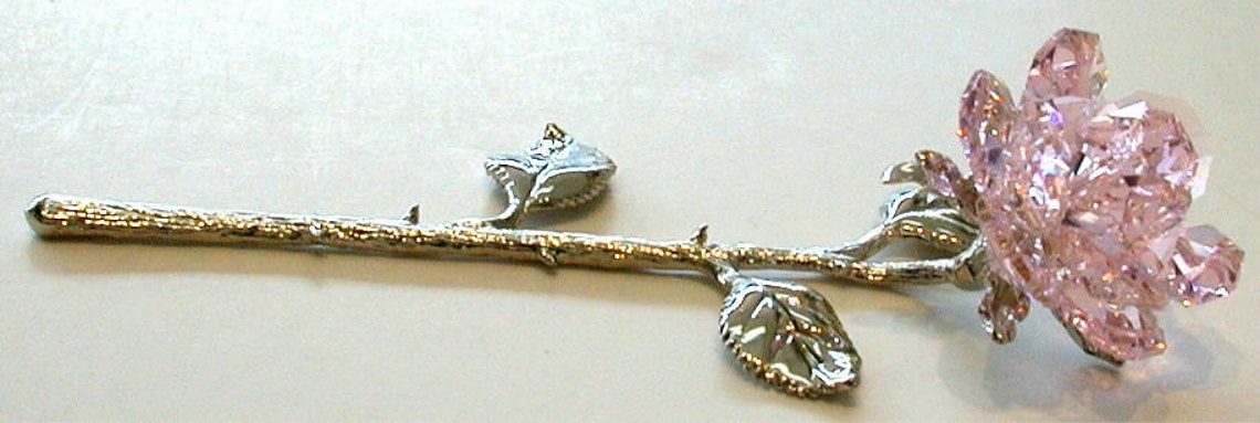 Pink Crystal Rose Handcrafted Using Swarovski Crystal Pink - Etsy