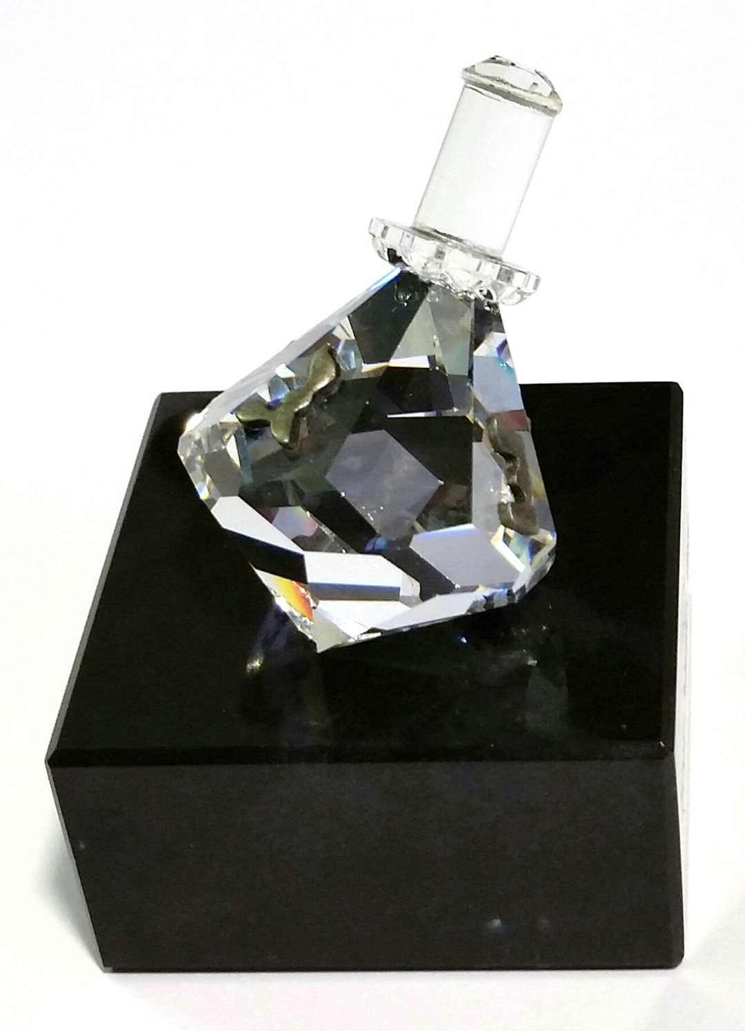 Crystal Dreidel on Black Marble Base Handcrafted by Bjcrystalgifts ...