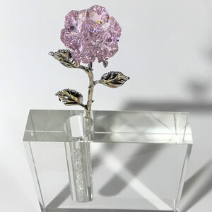 Stunning Sparkling Pink Crystal Rose in A Crystal Vase Hand Crafted by ...