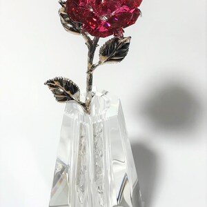 Red Crystal Rose in Crystal Vase Handcrafted With Swarovski Crystal ...