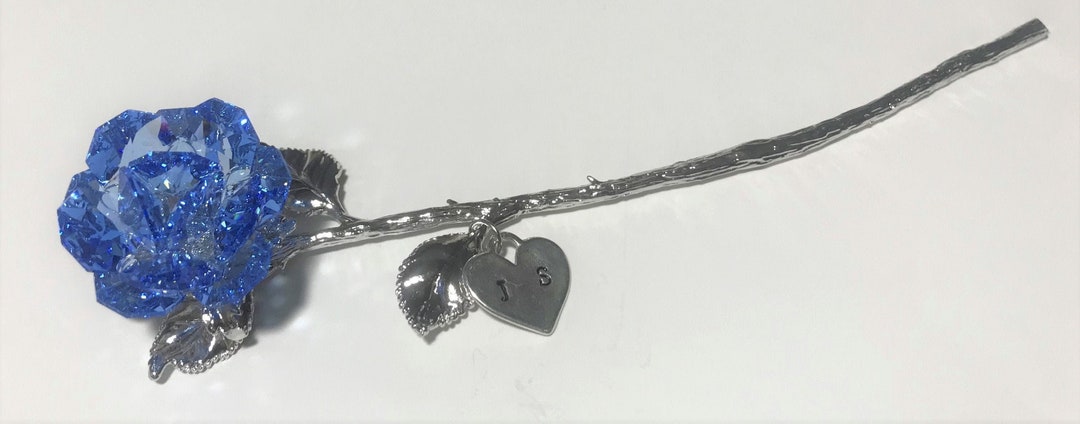 Personalized Blue Crystal Rose Handcrafted by the Artisans at ...