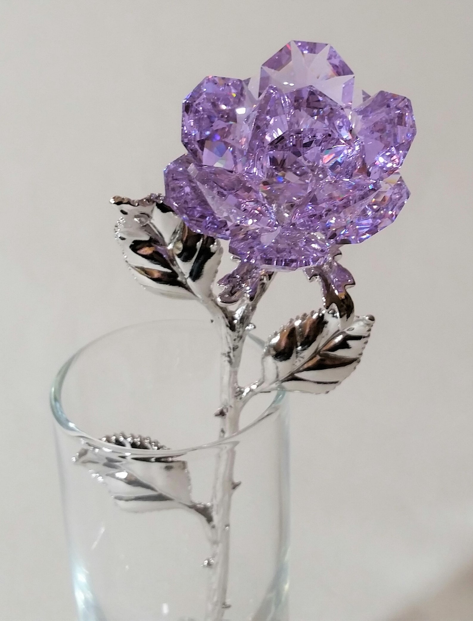 Crystal Purple Rose in Mini-glass Vase With Swarovski Crystals ...
