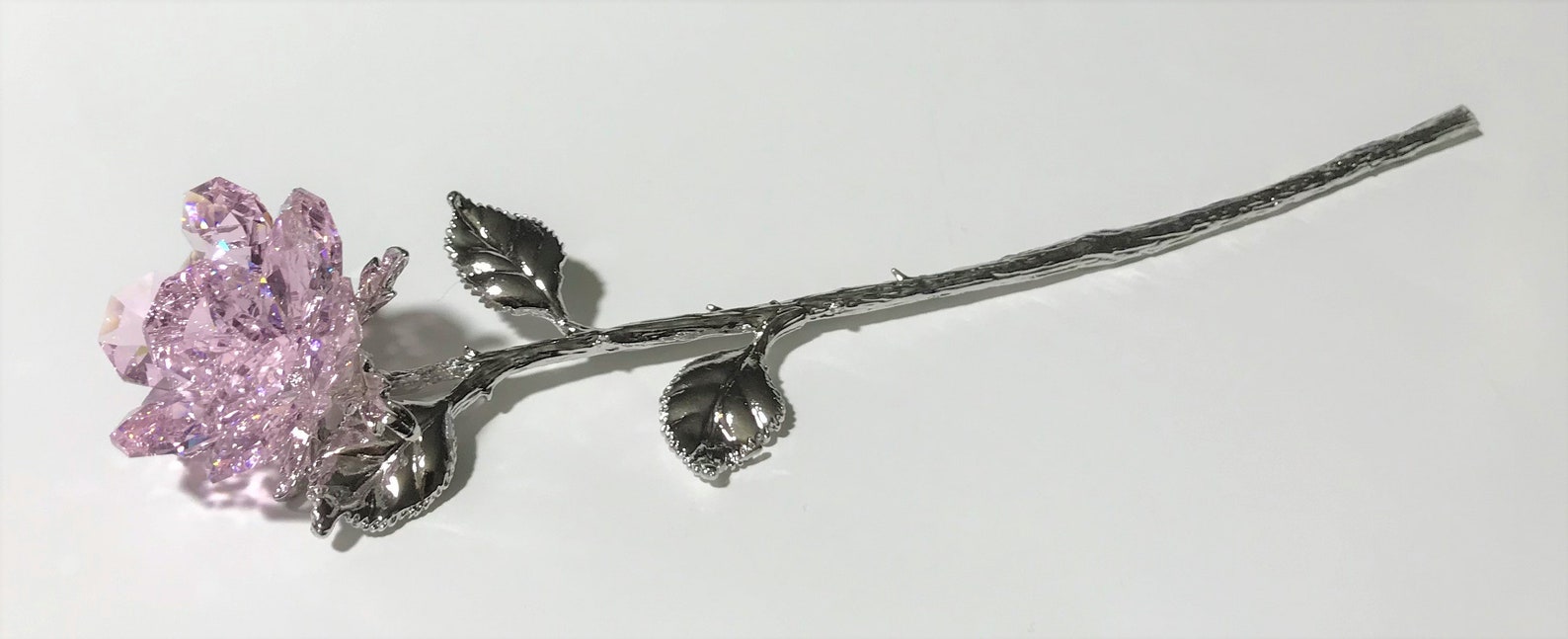 Crystal Pink Rose Long Stem Crystal Rose Wedding Favor | Etsy