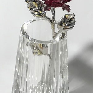 Sparkling Red Crystal Rose in Crystal Vase Hand Crafted by ...