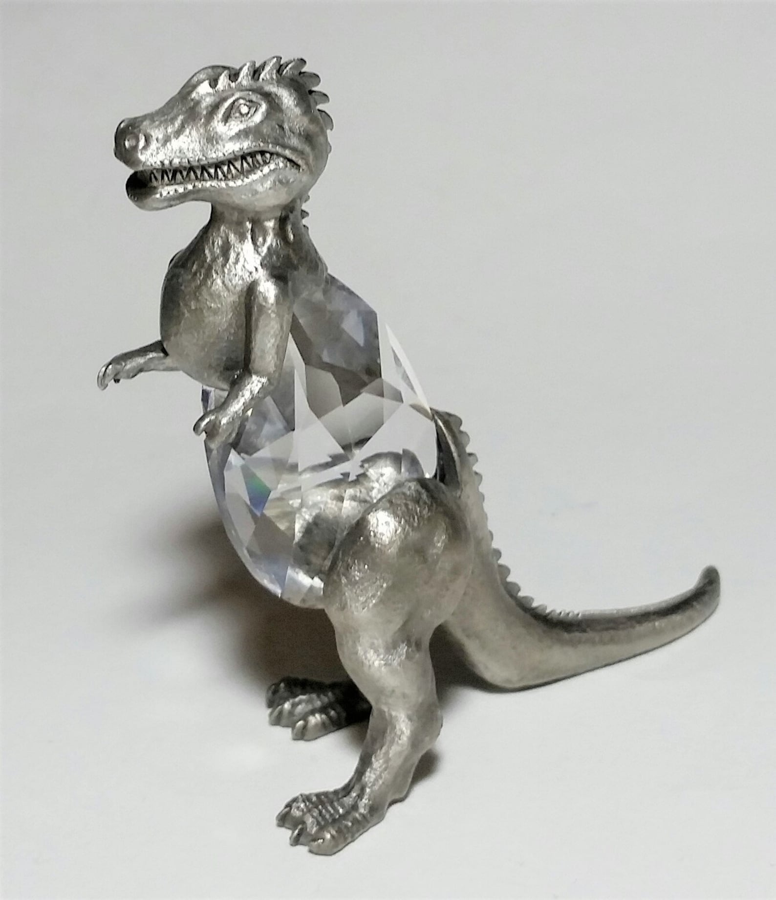 Crystal and Pewter Dinosaur Figurine - Etsy