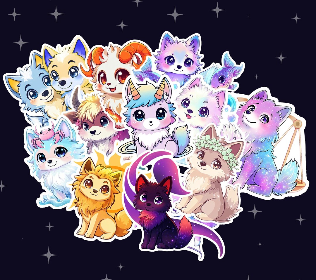 12 Zodiac Wolf Puppy Stickers - Etsy
