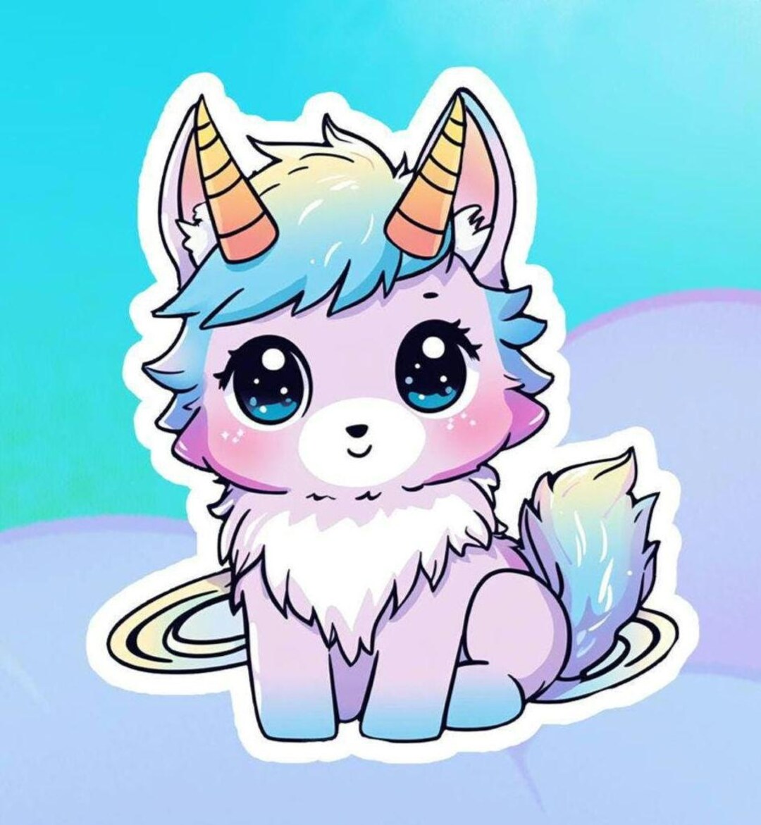 4 Capricorn Cute Holographic Zodiac Wolf Puppy Stickers - Etsy