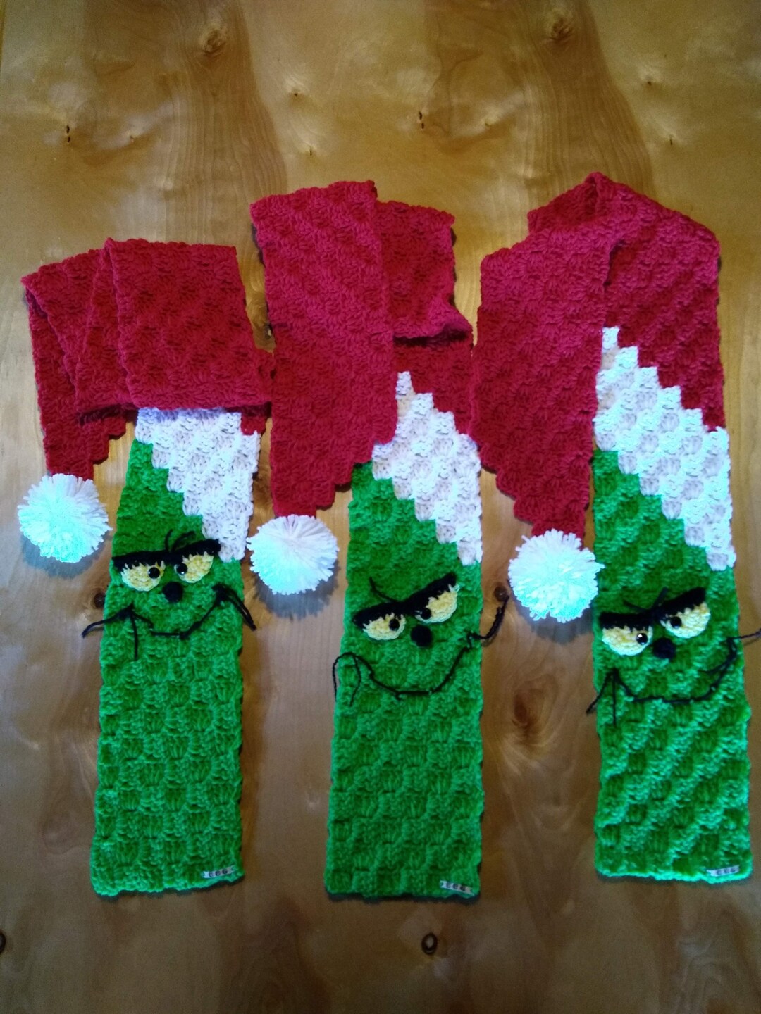 Fast to Ship Hand Crochet Green Monster Scarf,adult & Child Grinch ...