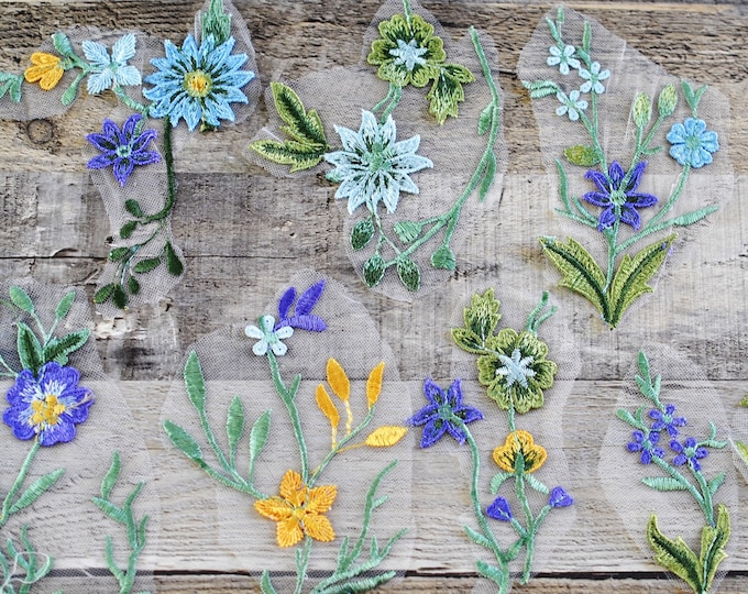 Boho Flower Applique Snippets, Fussy Cut Flower Appliques, Scrapbooking ...