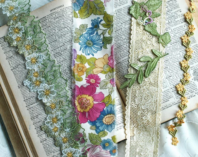 Multicolor Floral Bundle Assortment of Trims & Fabrics, Scrapbook Junk ...