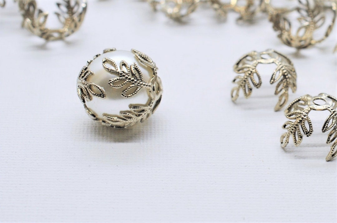 Vintage Silver Tone Leaf Bead Caps 6,16mm - Etsy